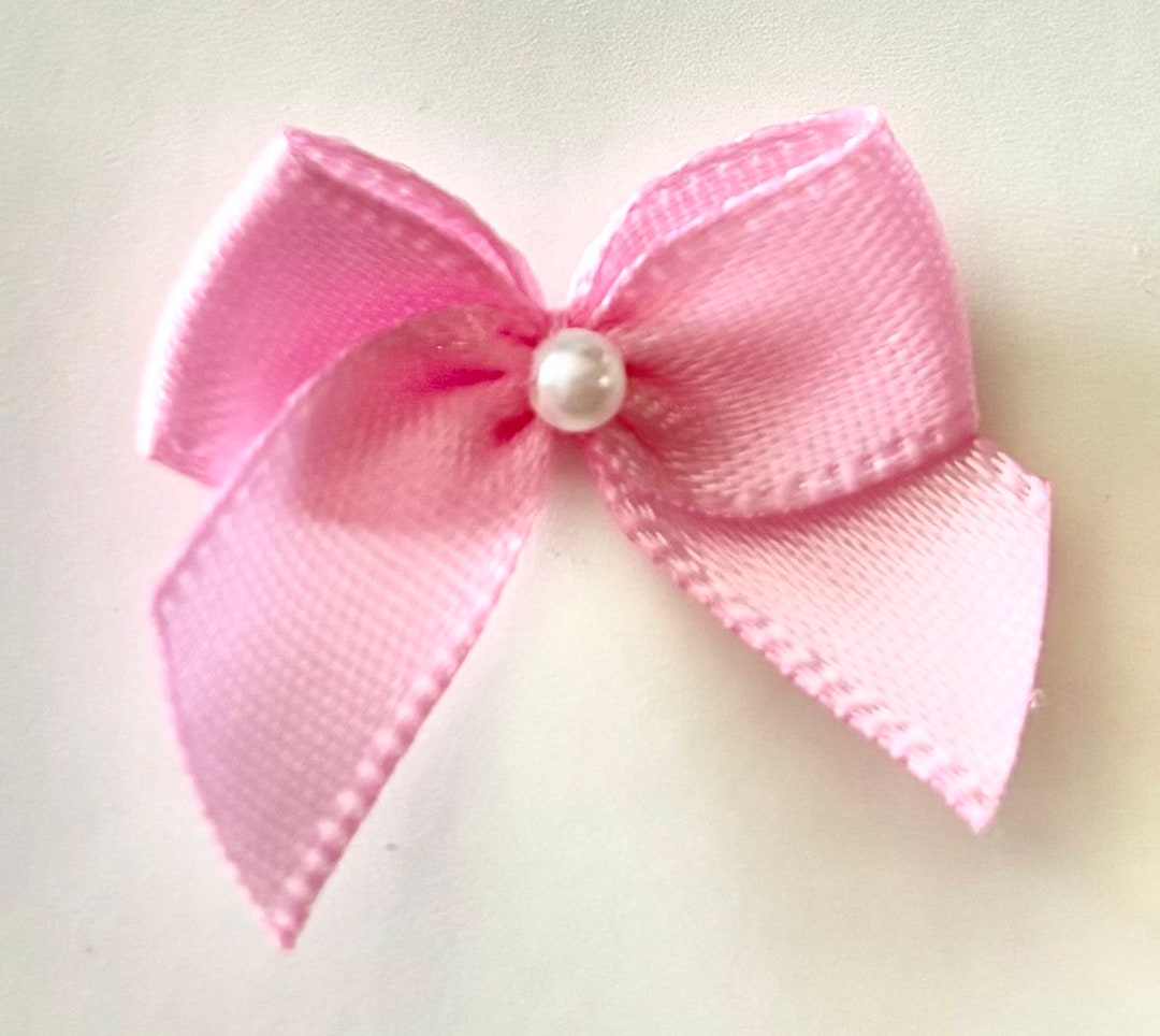 Mini Satin Bow W/ Pearl x3 - Etsy
