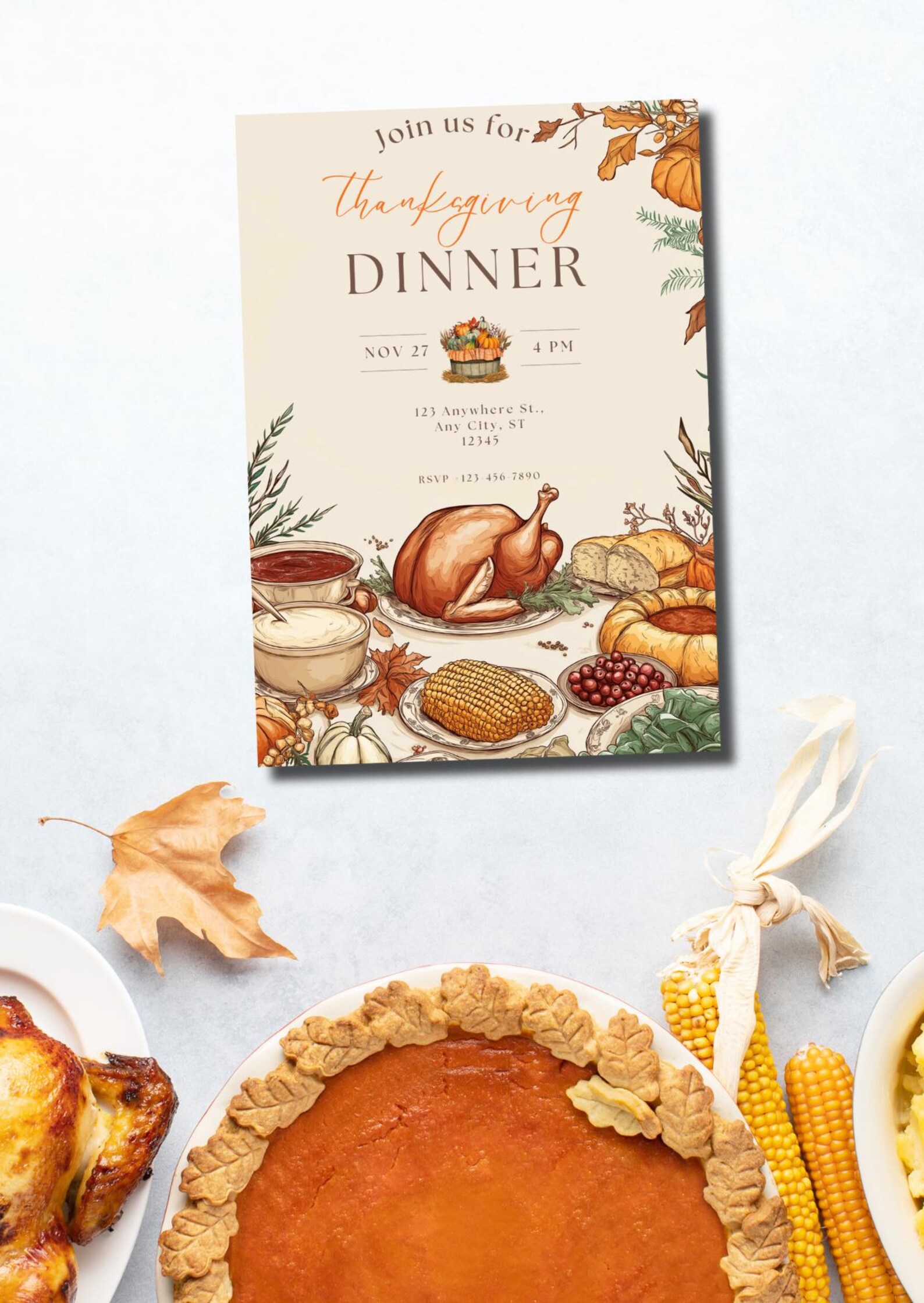 Editable Thanksgiving Dinner Invitation, Friendsgiving Invite, Family ...