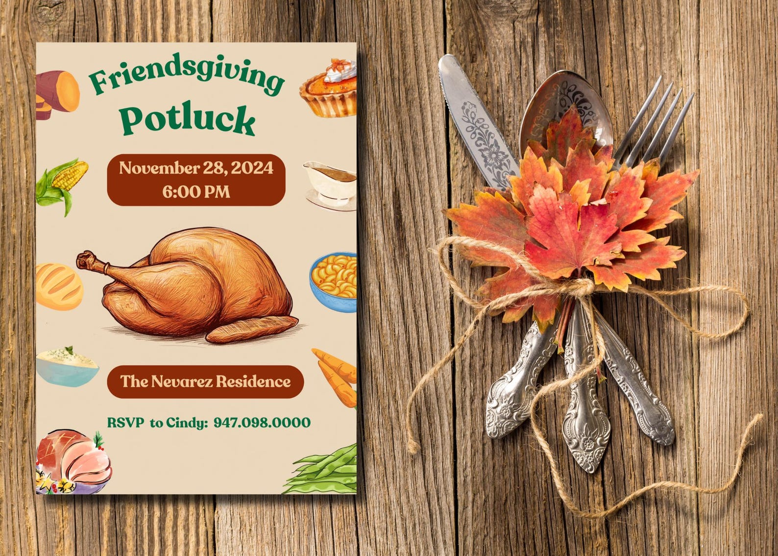 Editable Friendsgiving Potluck Invitation, Thanksgiving Dinner Invite ...