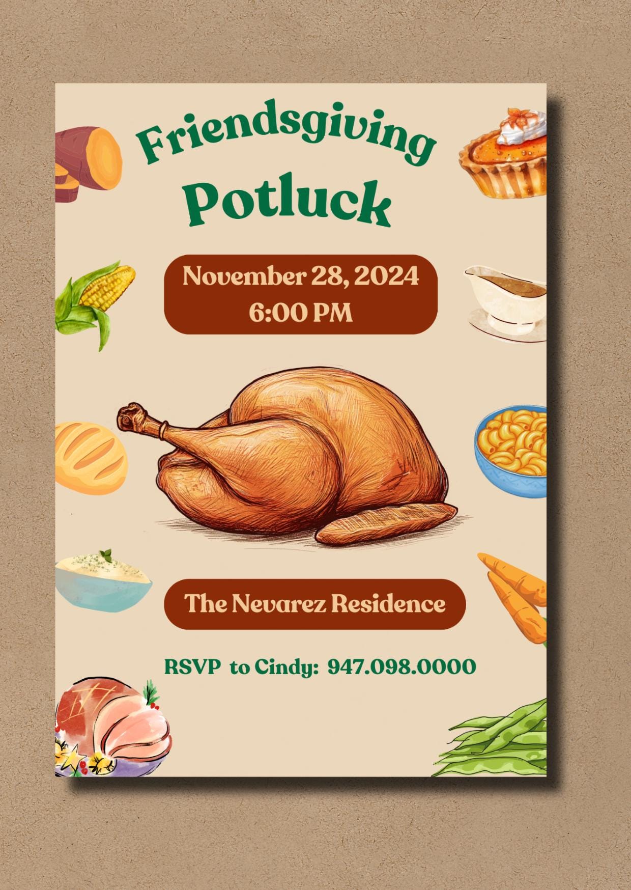 Editable Friendsgiving Potluck Invitation, Thanksgiving Dinner Invite ...