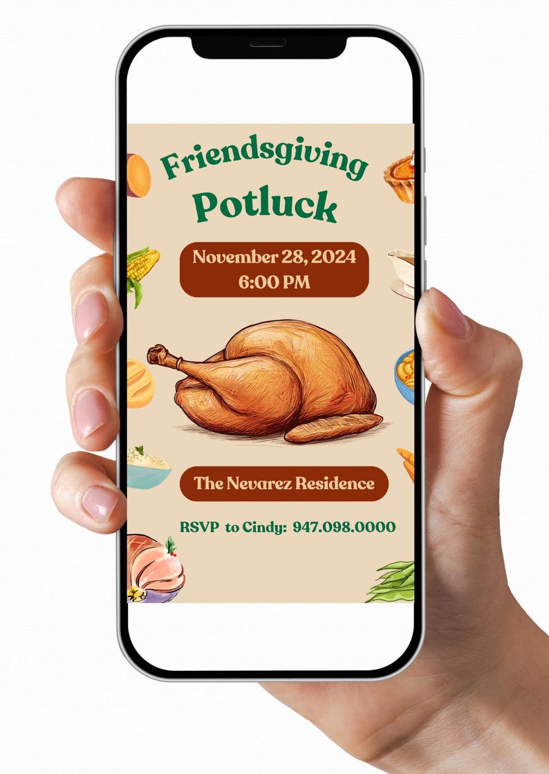 Editable Friendsgiving Potluck Invitation, Thanksgiving Dinner Invite ...
