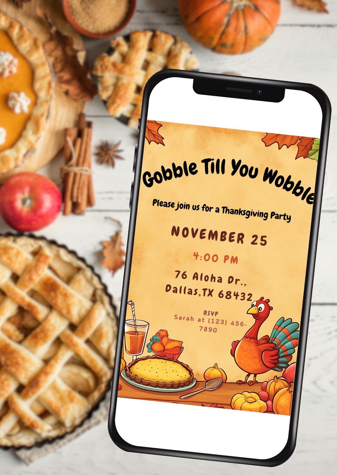 Editable Gobble Till You Wobble Thanksgiving Invite, Funny ...