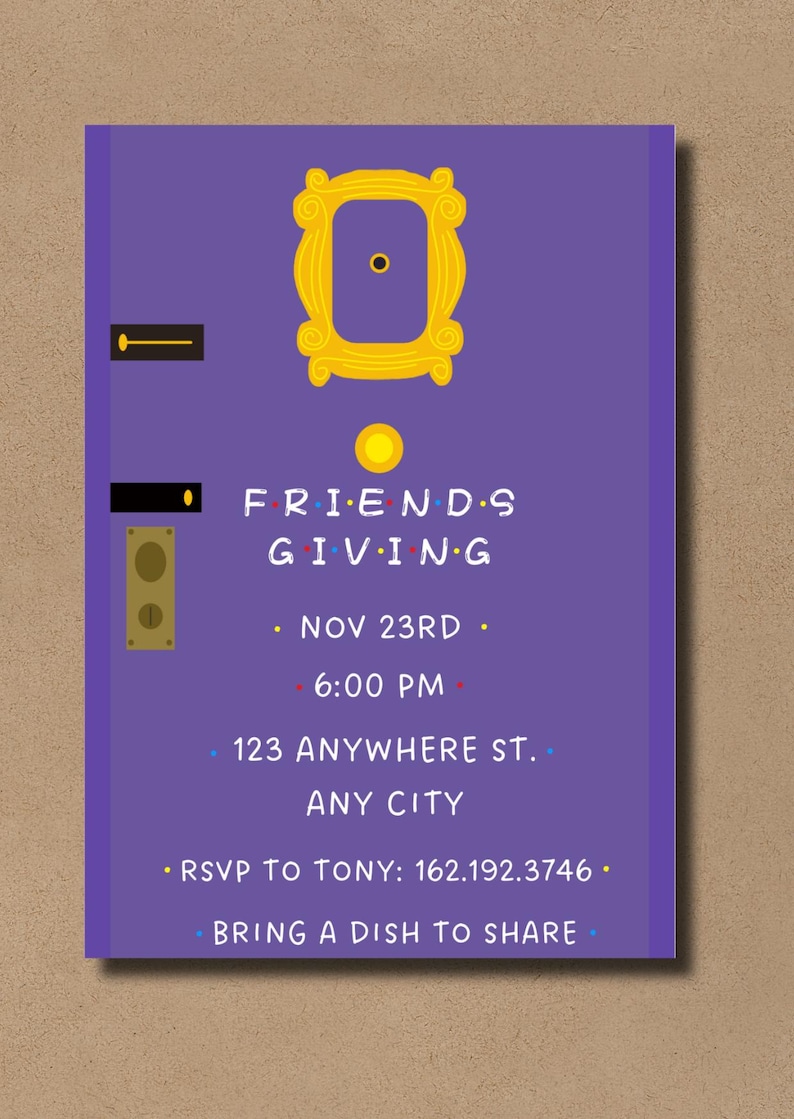 Editable Friends TV Show Theme Friendsgiving Invitation, Friends ...