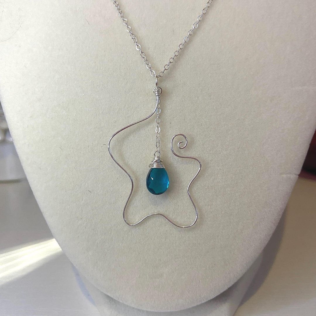 Peacock Quartz Sterling Silver Wave Necklace - Etsy