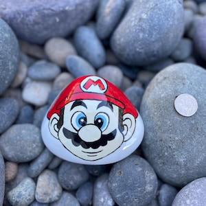 Hand Painted Rock-mario - Etsy