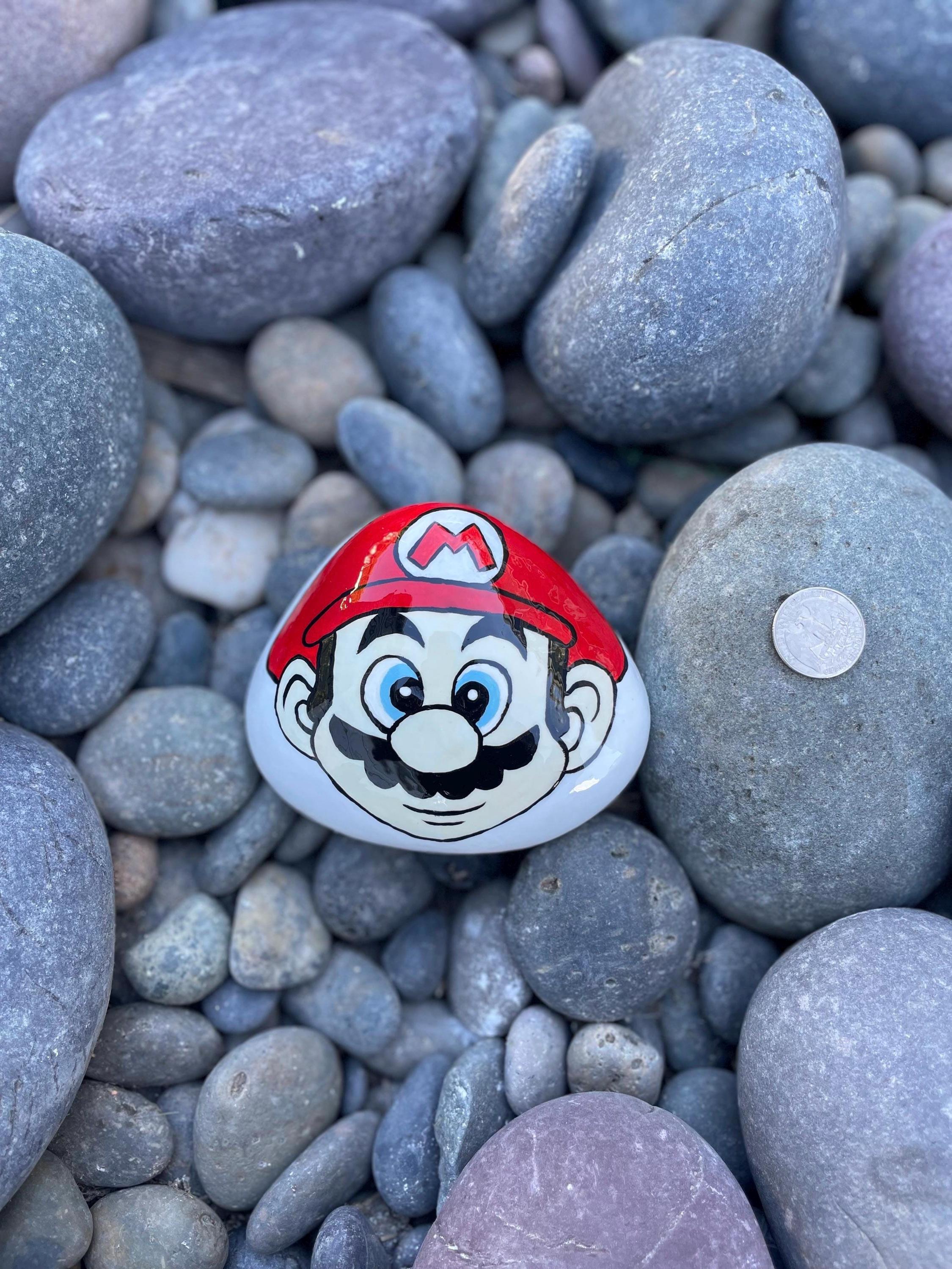 Hand Painted Rock-mario - Etsy