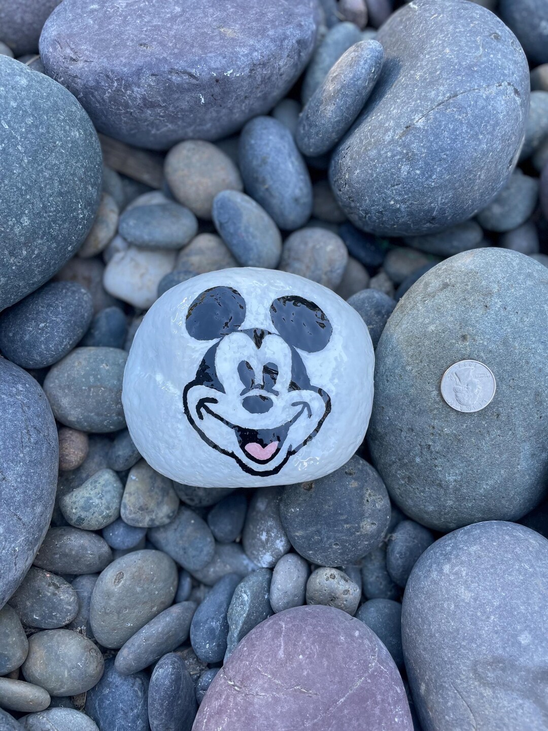 Hand Painted Rock-mickey Mouse - Etsy