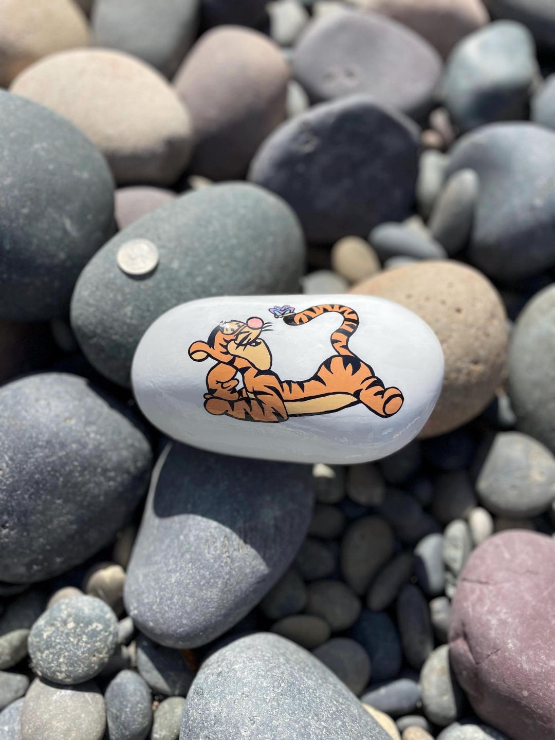 Hand Painted Rock-tigger - Etsy