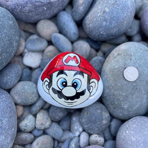 Hand Painted Rock-mario - Etsy