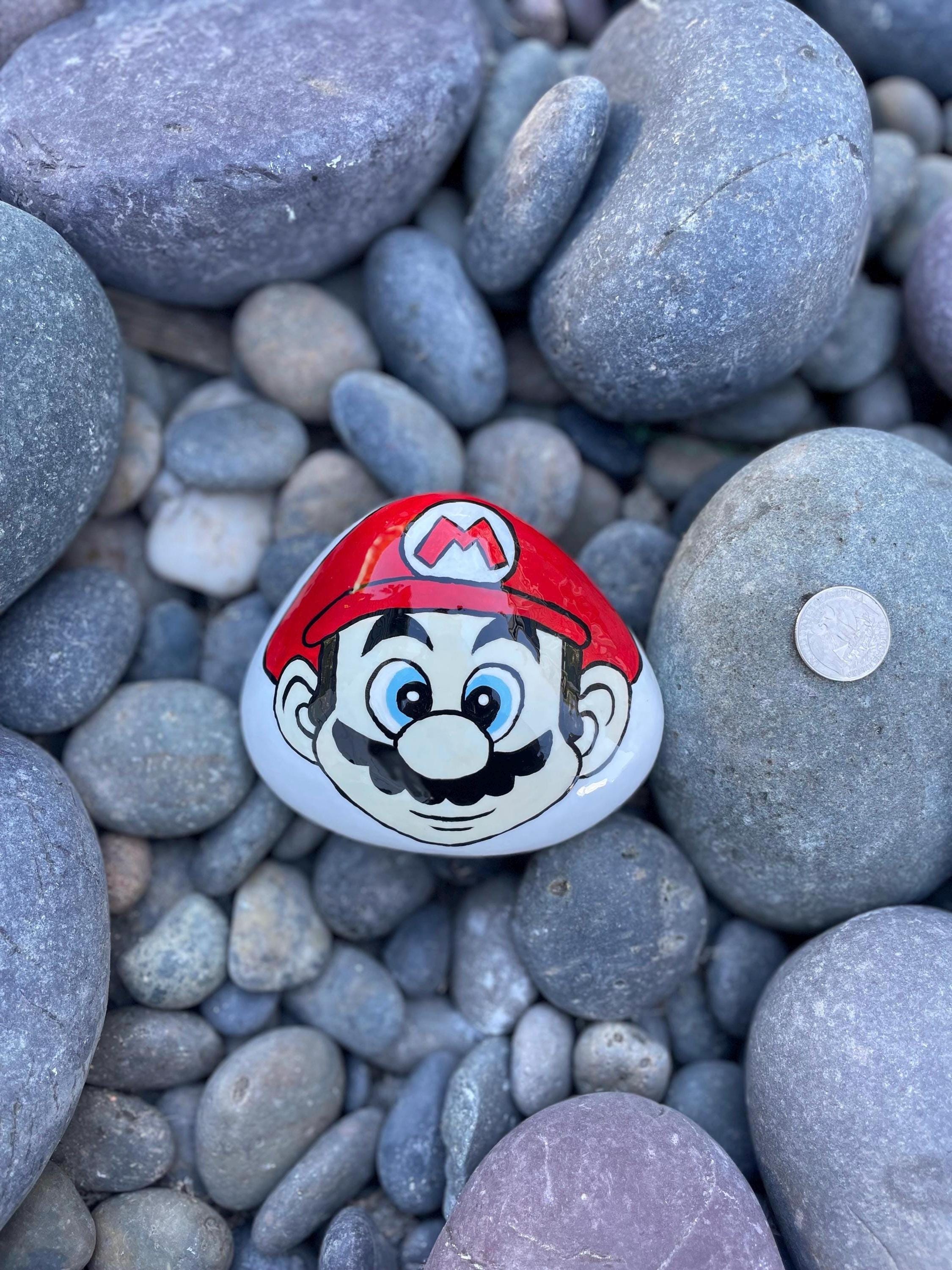 Hand Painted Rock-mario - Etsy