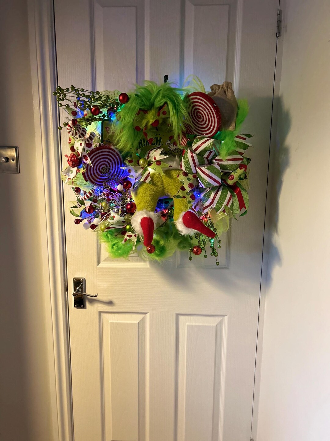 Grinch Sticking Out Bum Wreath Christmas Wreath - Etsy