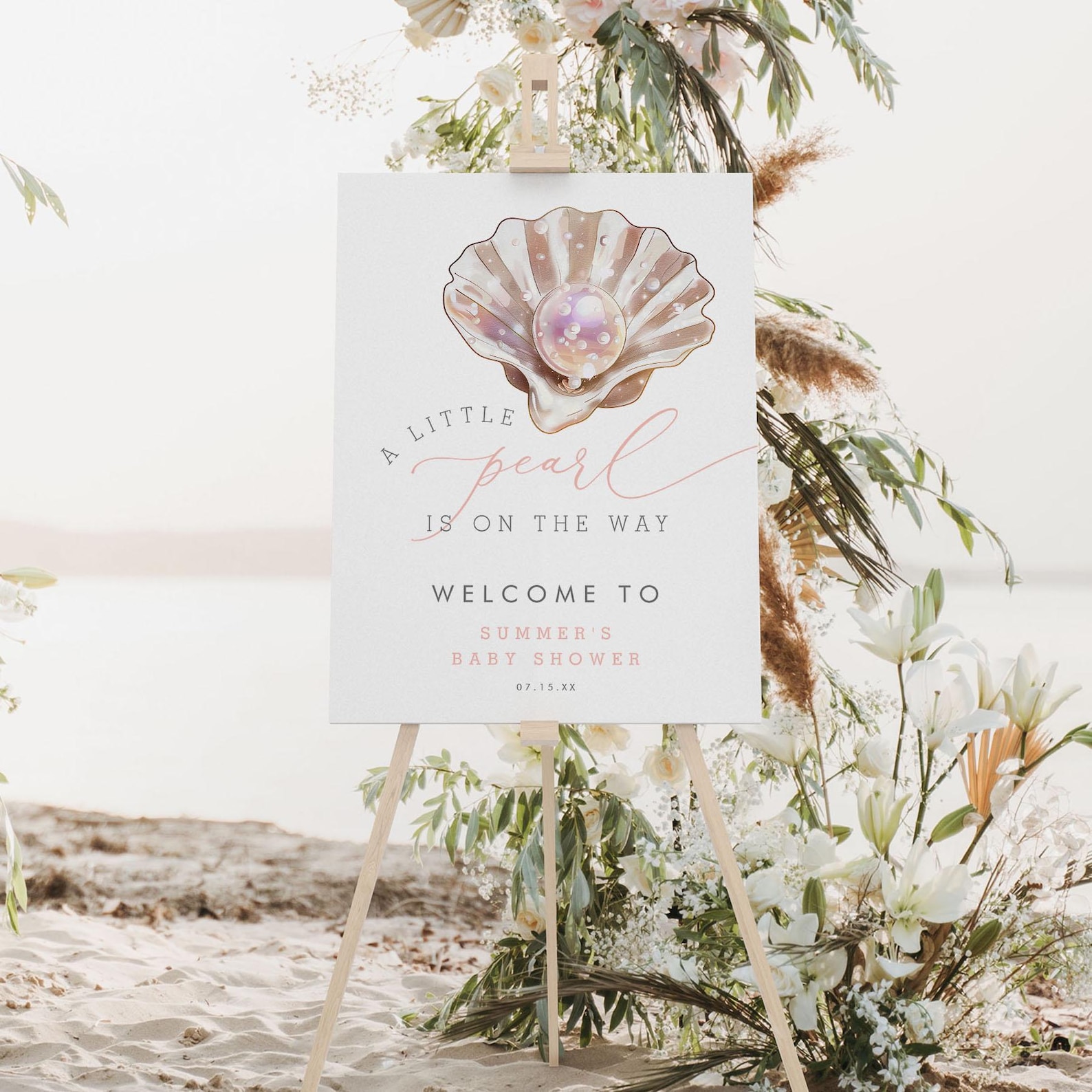 Little Pearl Under the Sea Baby Shower Sign, Pearl Baby Shower Welcome ...