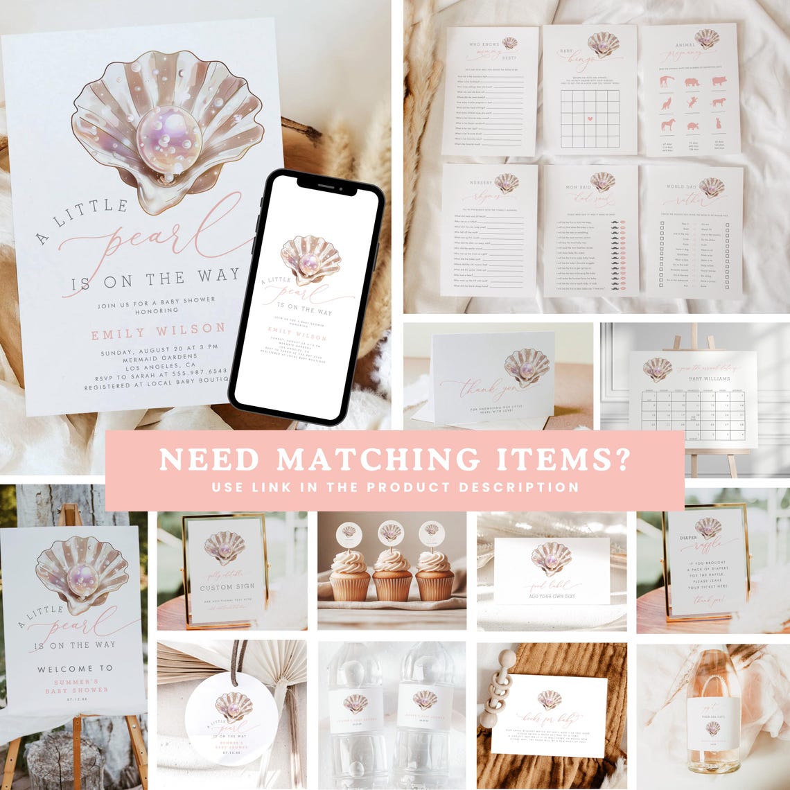 Little Pearl Under the Sea Baby Shower Sign, Pearl Baby Shower Welcome ...