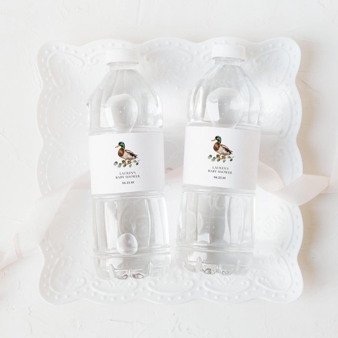 Mallard Duck Water Bottle Labels, Baby Shower Water Bottle Labels ...