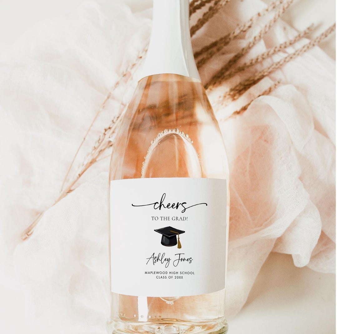 Graduation Party Champagne Labels, Modern Graduation Champagne Labels ...