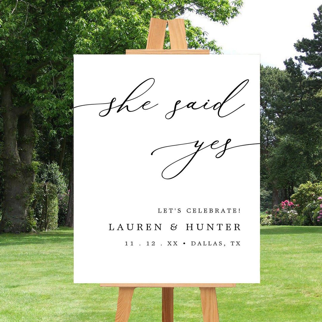 She Said Yes Engagement Party Welcome Sign Black and White Engagement ...