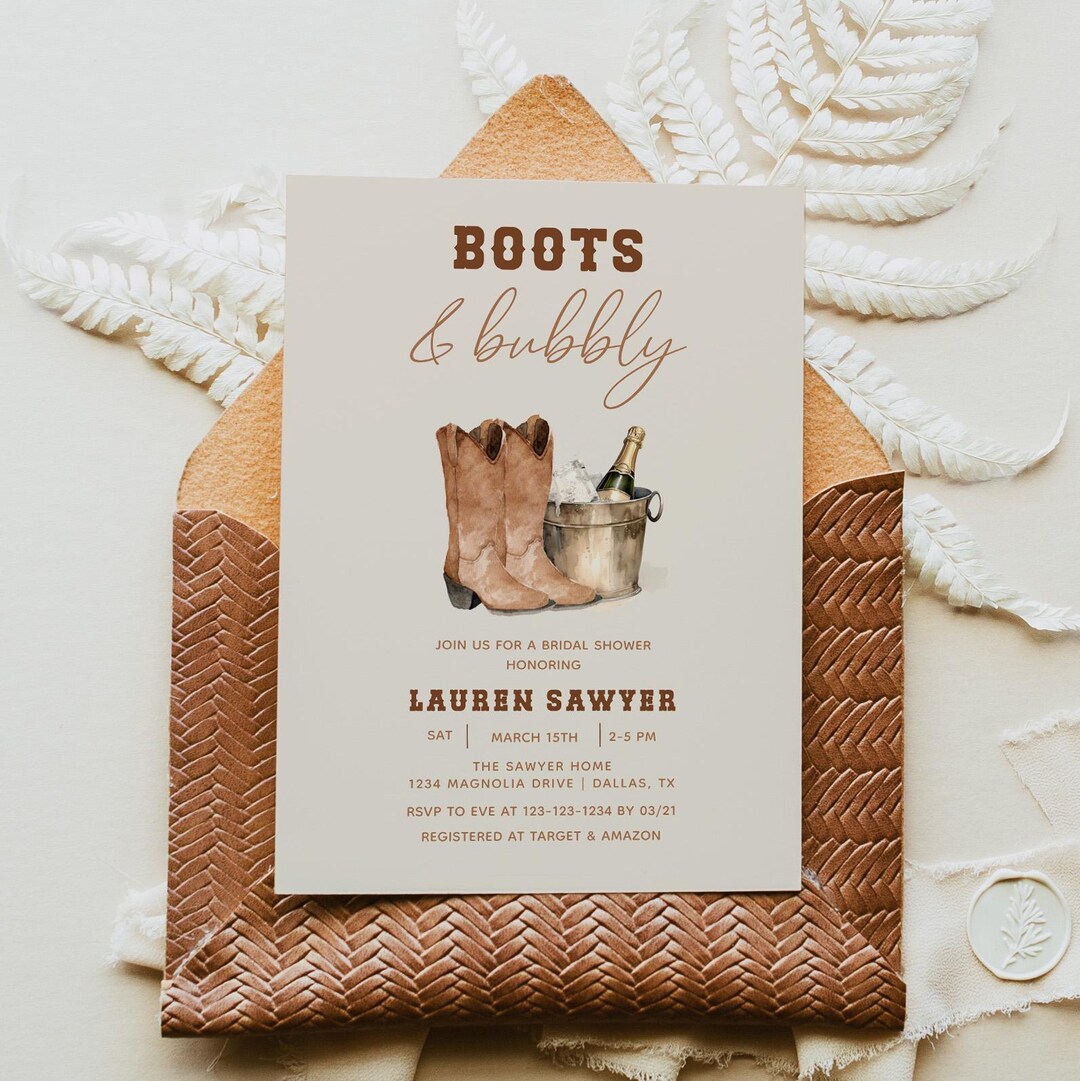 Boots and Bubbly Bridal Shower Invitations, Cowgirl Bridal Shower ...