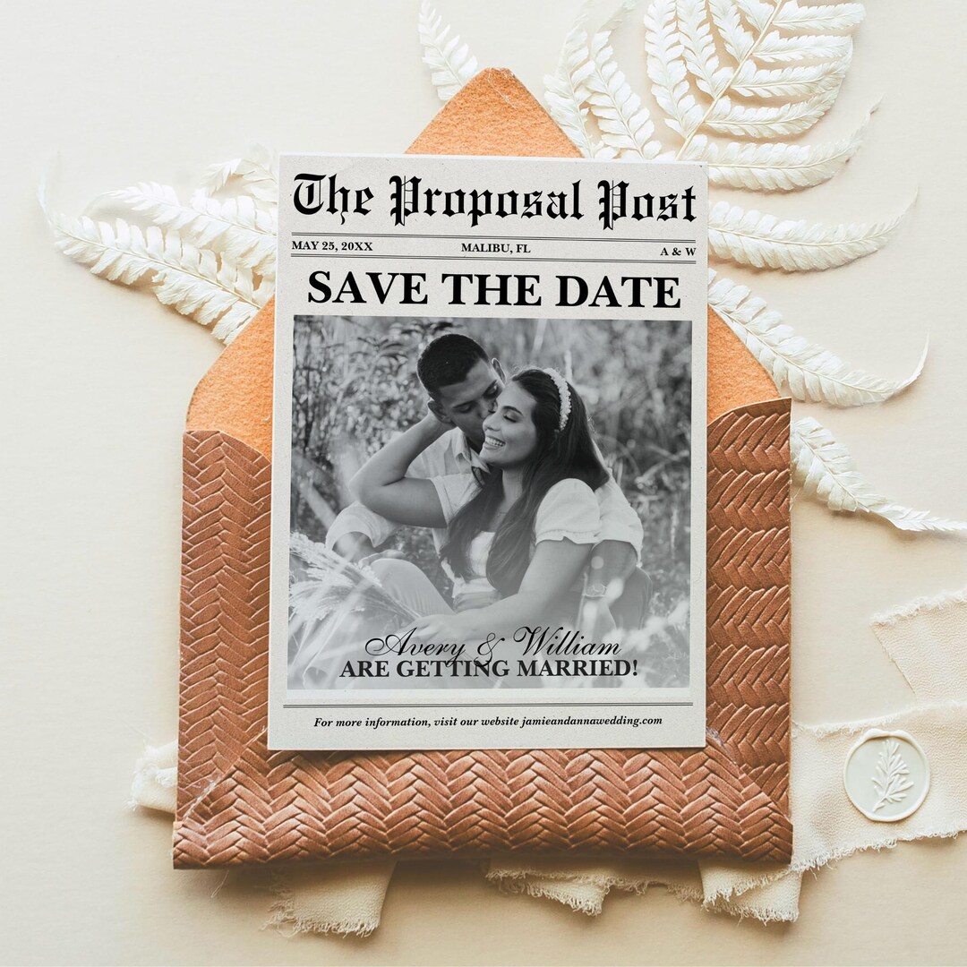 Newspaper Save the Date Newspaper Save the Date Cards Newspaper Wedding ...