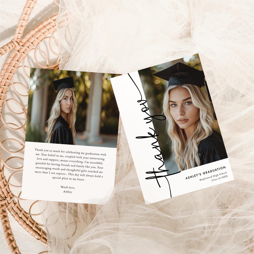 Graduation Party Thank You Card, Grad Party Thank You Card Template ...