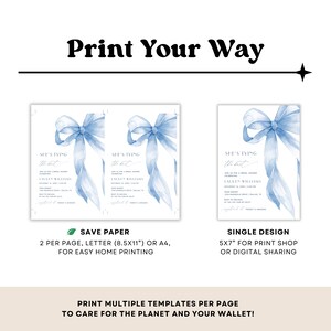 She's Tying the Knot Bridal Shower Invitation Template Dusty Blue Bow ...