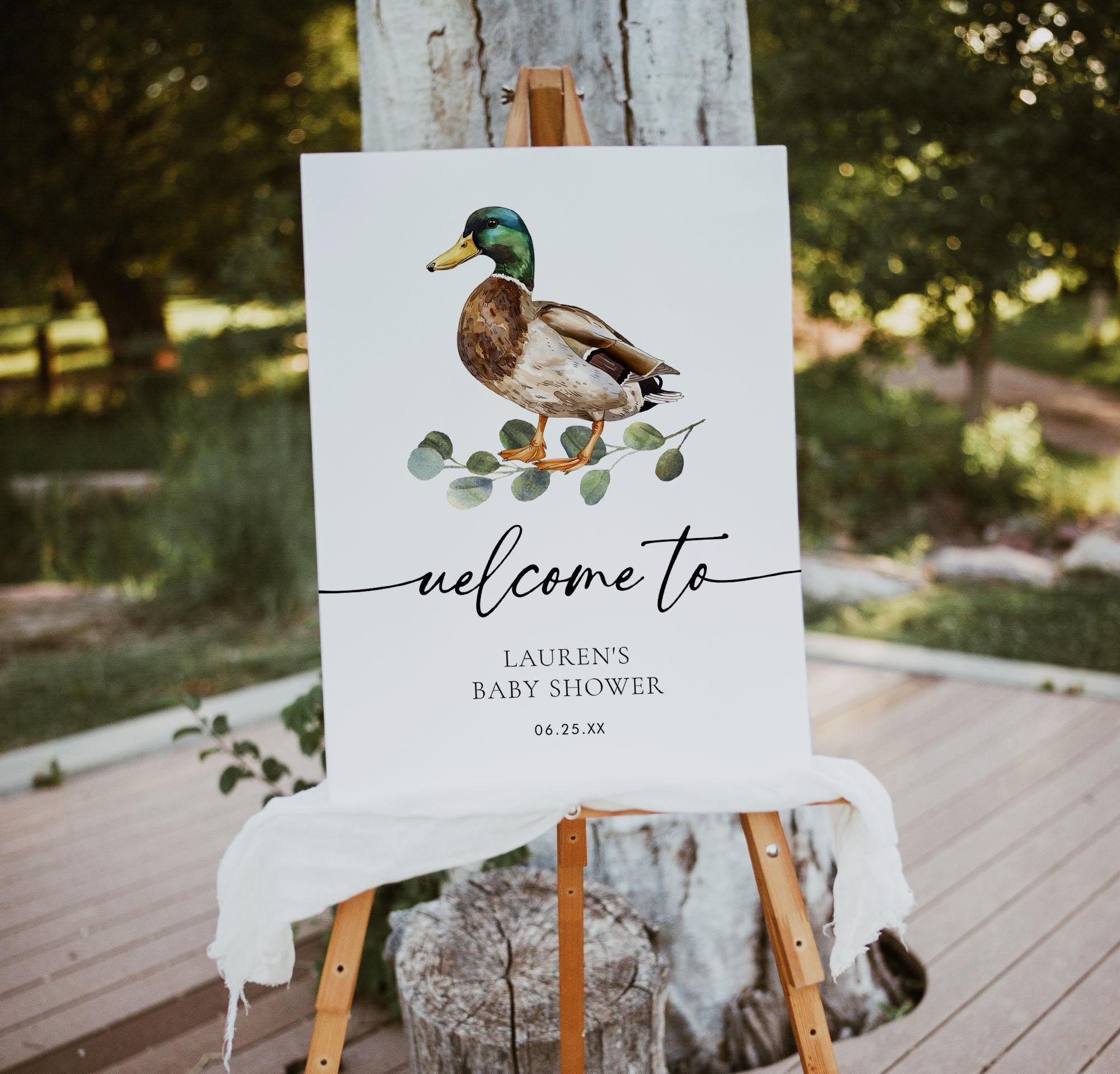 Duck Baby Shower Sign, Baby Shower Welcome Sign, Mallard Duck Baby ...
