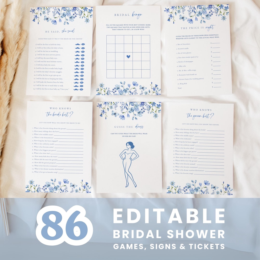 Blue Bridal Shower Games Template, Something Blue Before I Do Bridal ...