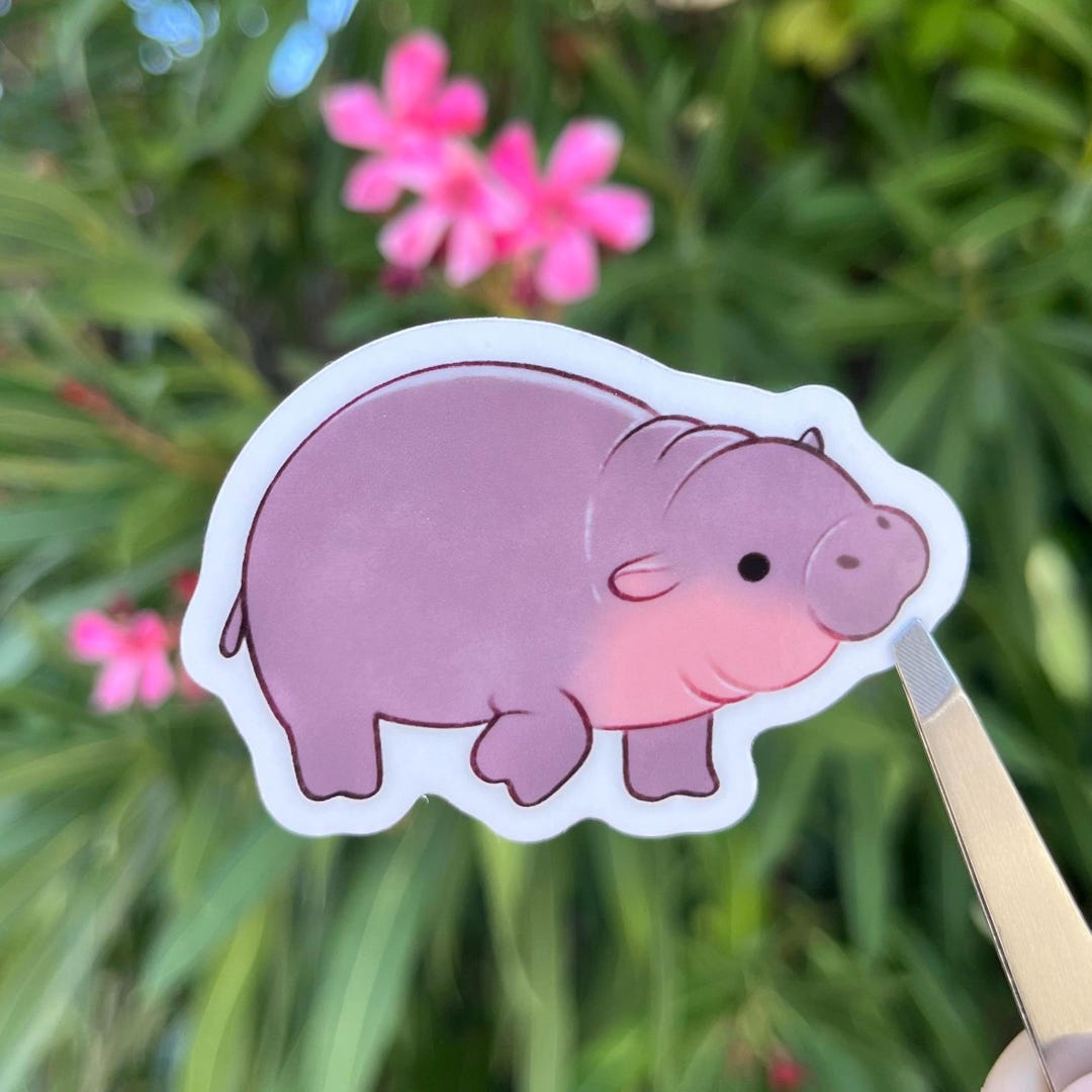 Cute Pygmy Hippo Chomp Nom Sticker I Clear Vinyl Waterproof ...