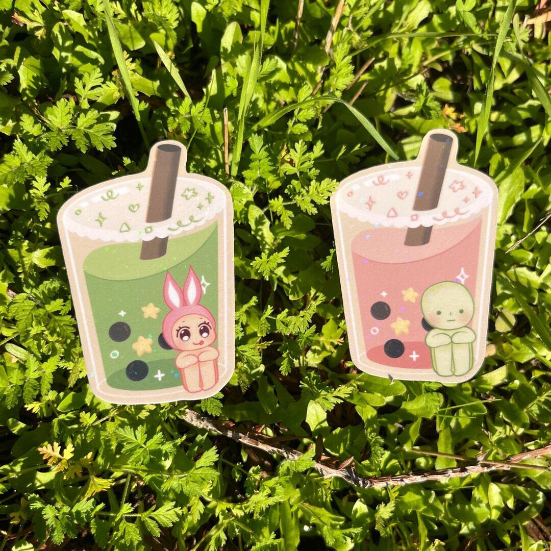 Cute Boba Matcha Strawberry Sonny Angel and Smiski Holographic Stickers ...