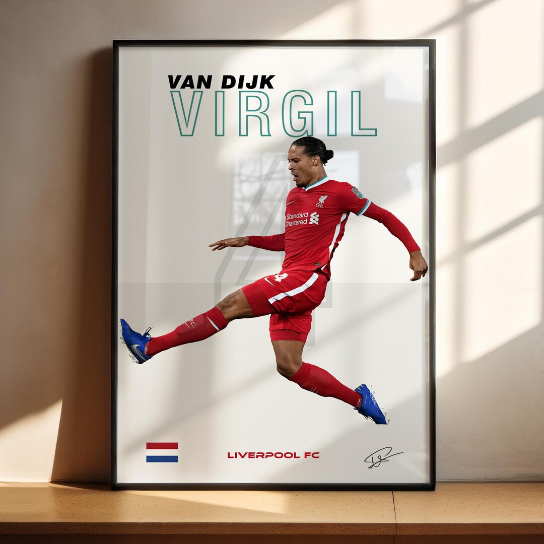 Virgil Van Dijk Football Poster Liverpool FC Star Soccer Wall Art ...