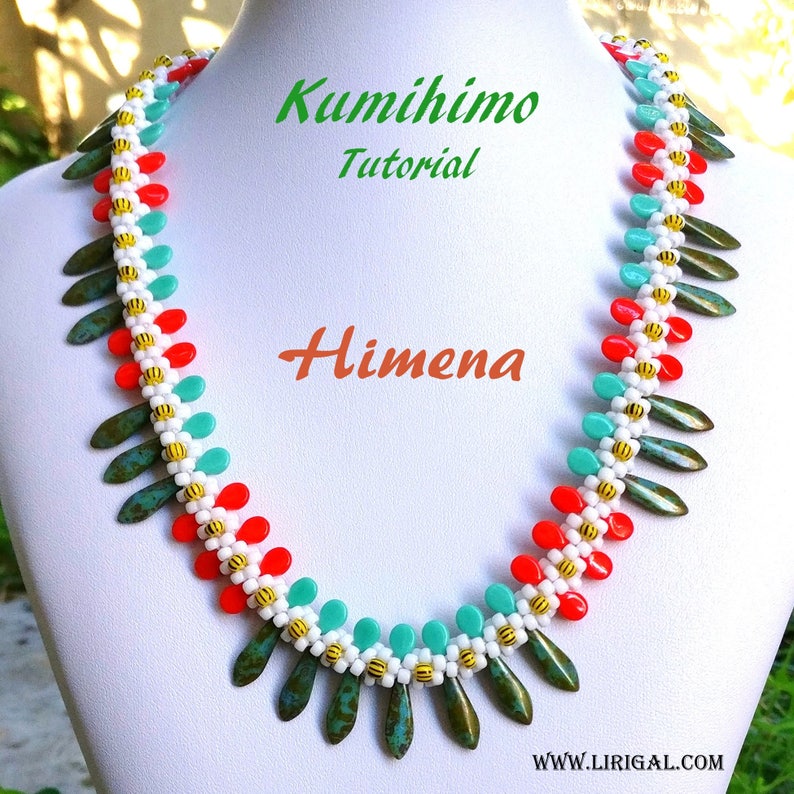 Tutorial Himena Kumihimo Daggers & Pip Beads Necklace PDF - Etsy