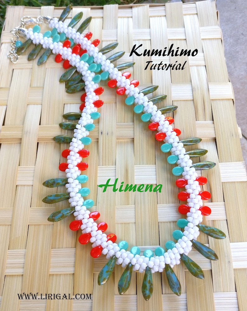 Tutorial Himena Kumihimo Daggers & Pip Beads Necklace PDF - Etsy