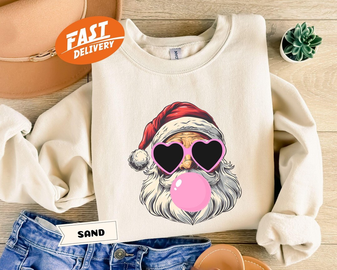 Funny Santa Bubble Gum Sweatshirt - Retro Christmas Shirt - Etsy