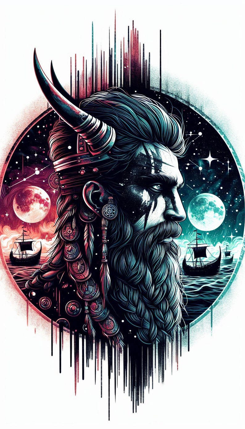 Viking Digital Art Tattoo Drawing - Etsy