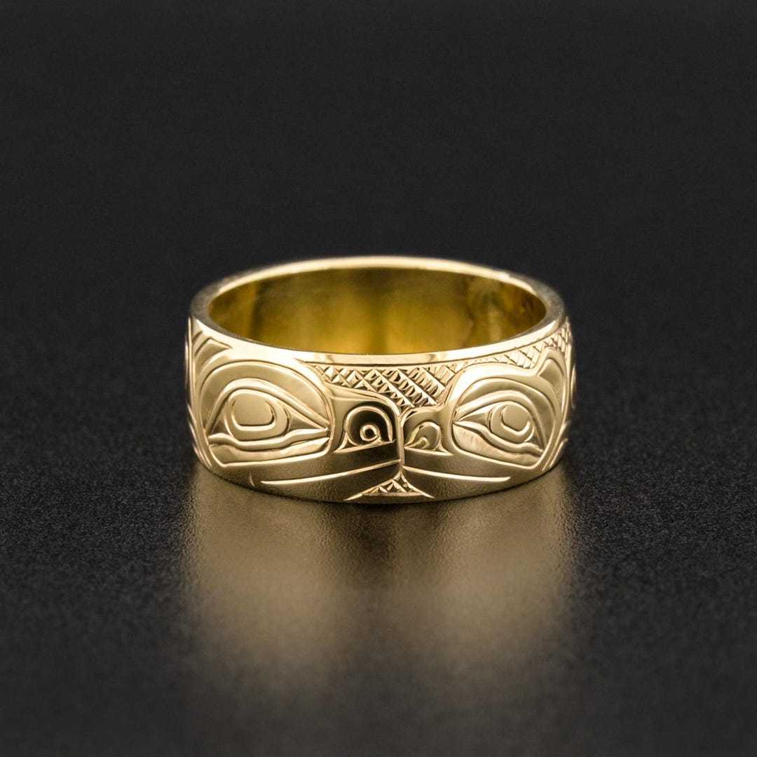 Haida Solid 14k Gold Bear and Cub Ring - Etsy