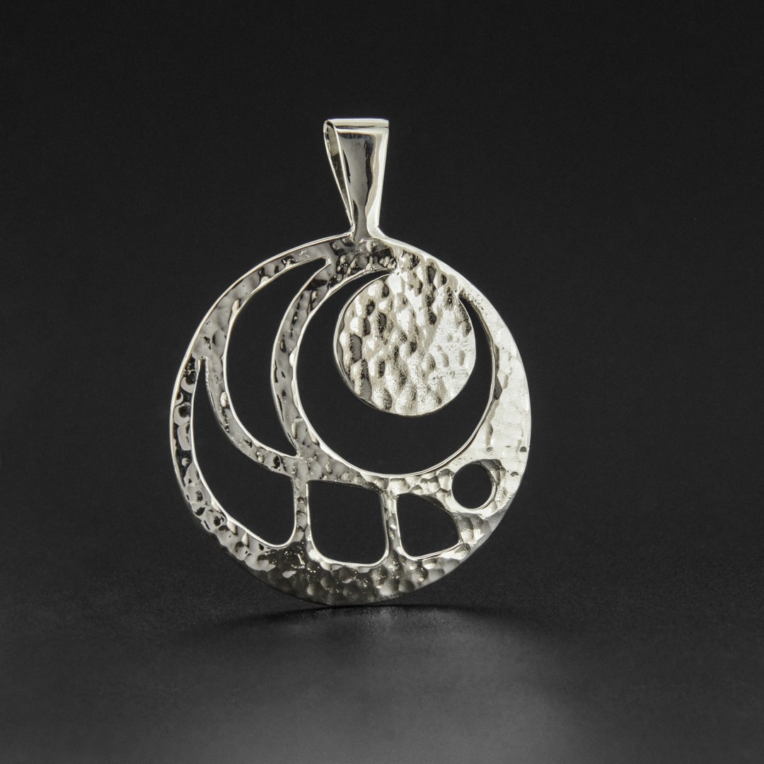 Sterling Hand-hammered Moon Pendant Northwest Coast Formline Design - Etsy