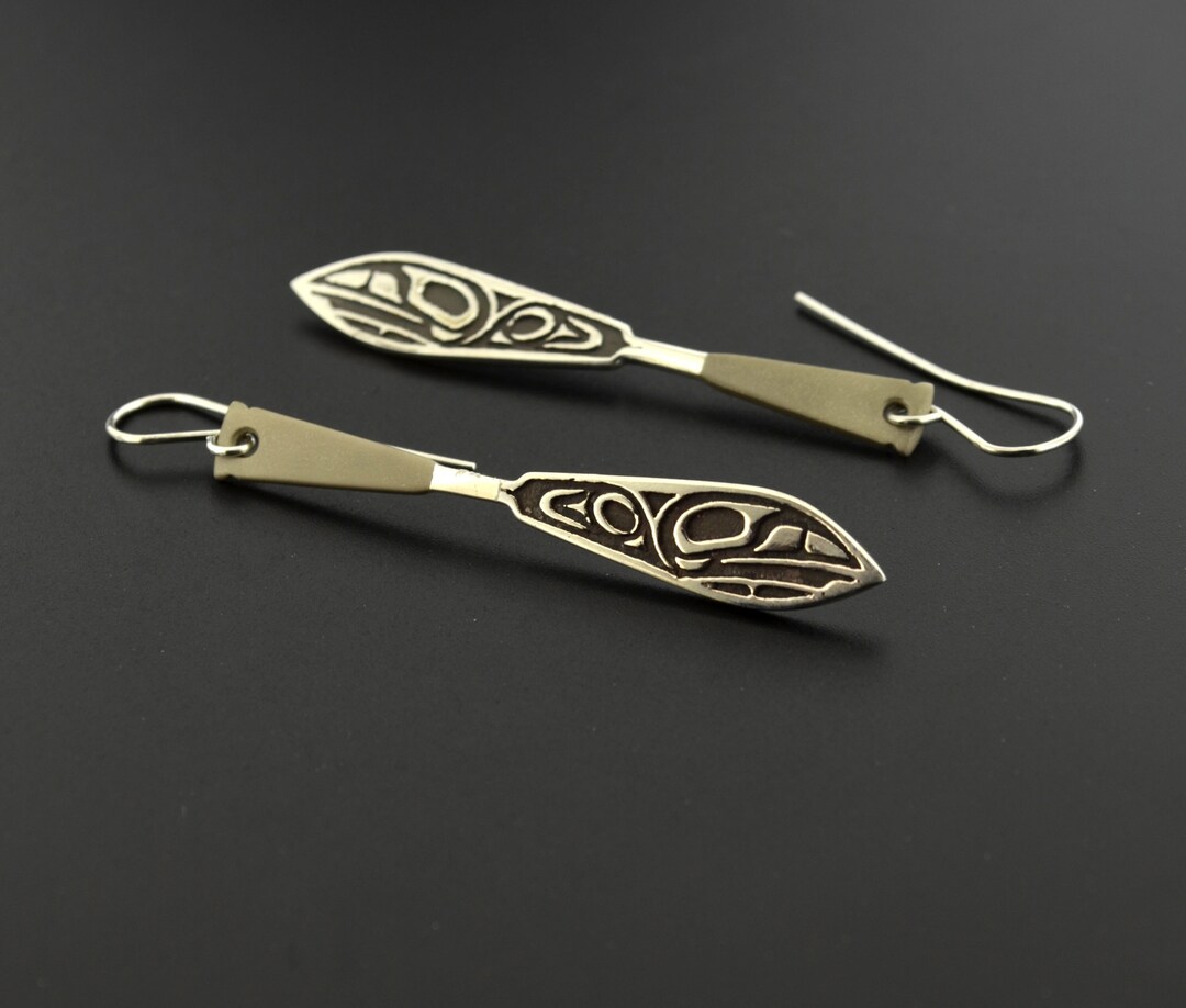 Sterling Raven Paddle Northwest Coast Formline Earrings - Etsy