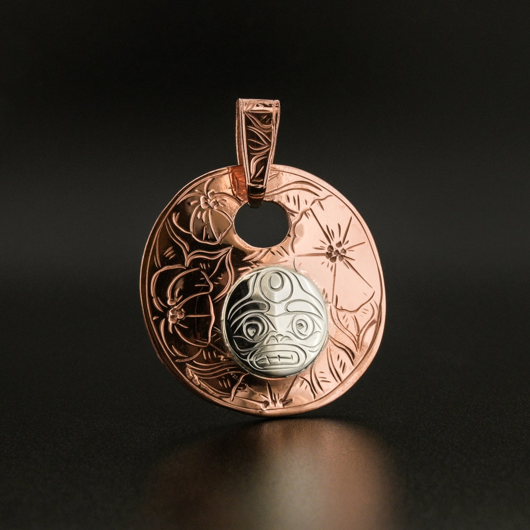 First Nations Native Copper and Silver Moon Bloom Pendant - Etsy