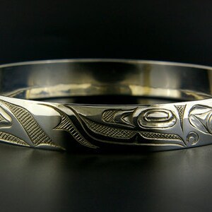 Native Bangle Sterling Hand-engraved Orca Design First Nations Bracelet ...
