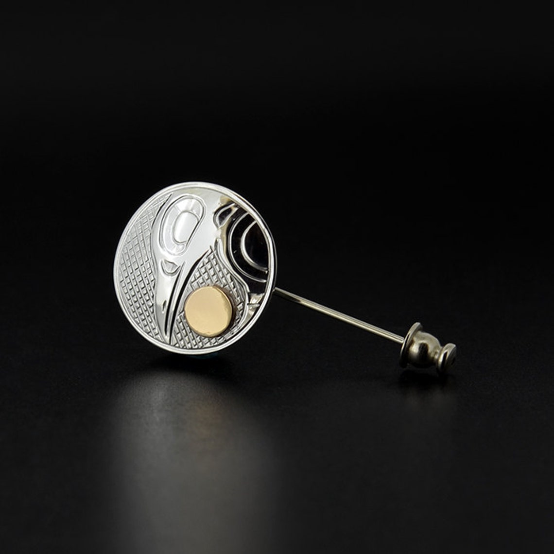Mens Lapel Pin Raven and Sun Silver and 14k Gold - Etsy