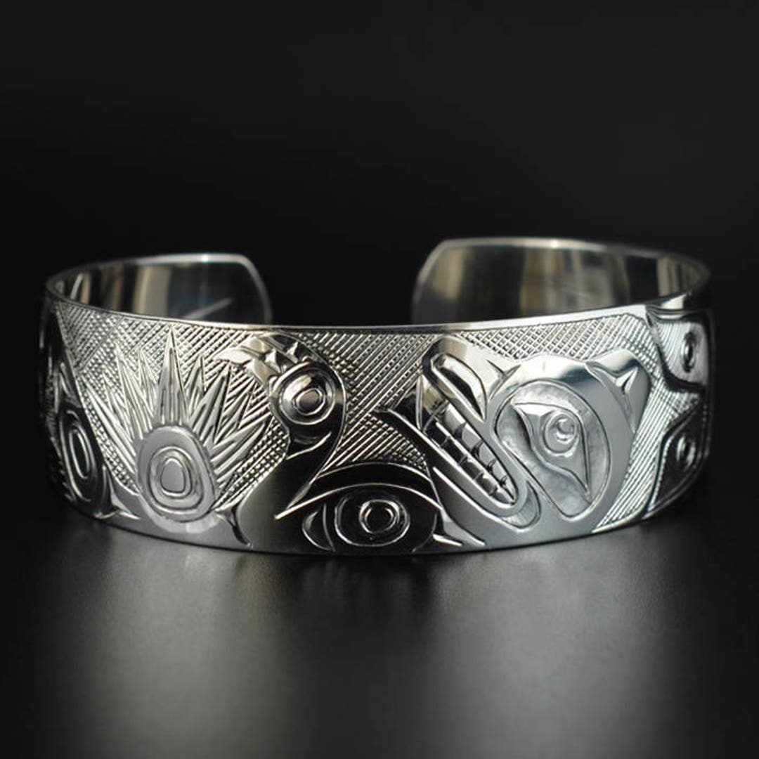 Unisex Otter Cuff Bracelet With Sea Urchin Hand-engraved Sterling - Etsy