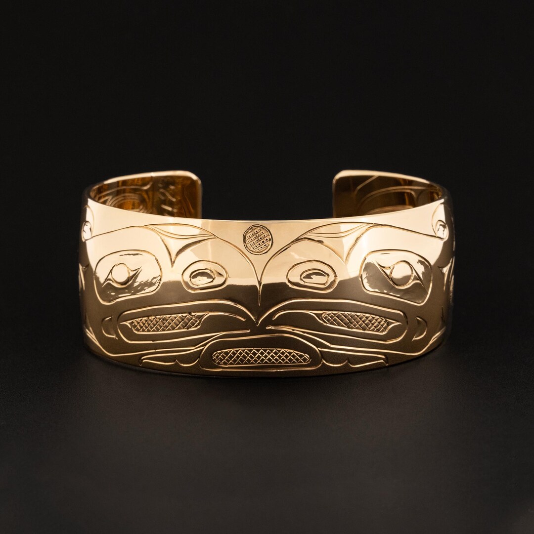Solid 14k Gold Mating Thunderbirds First Nations Cuff Double-sided - Etsy