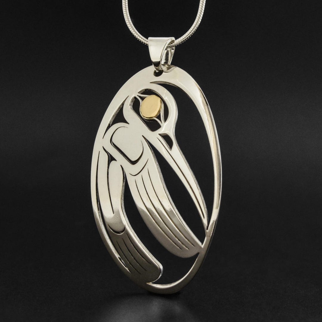 Northwest Coast Native Hummingbird Pendant With 18k Gold - Etsy