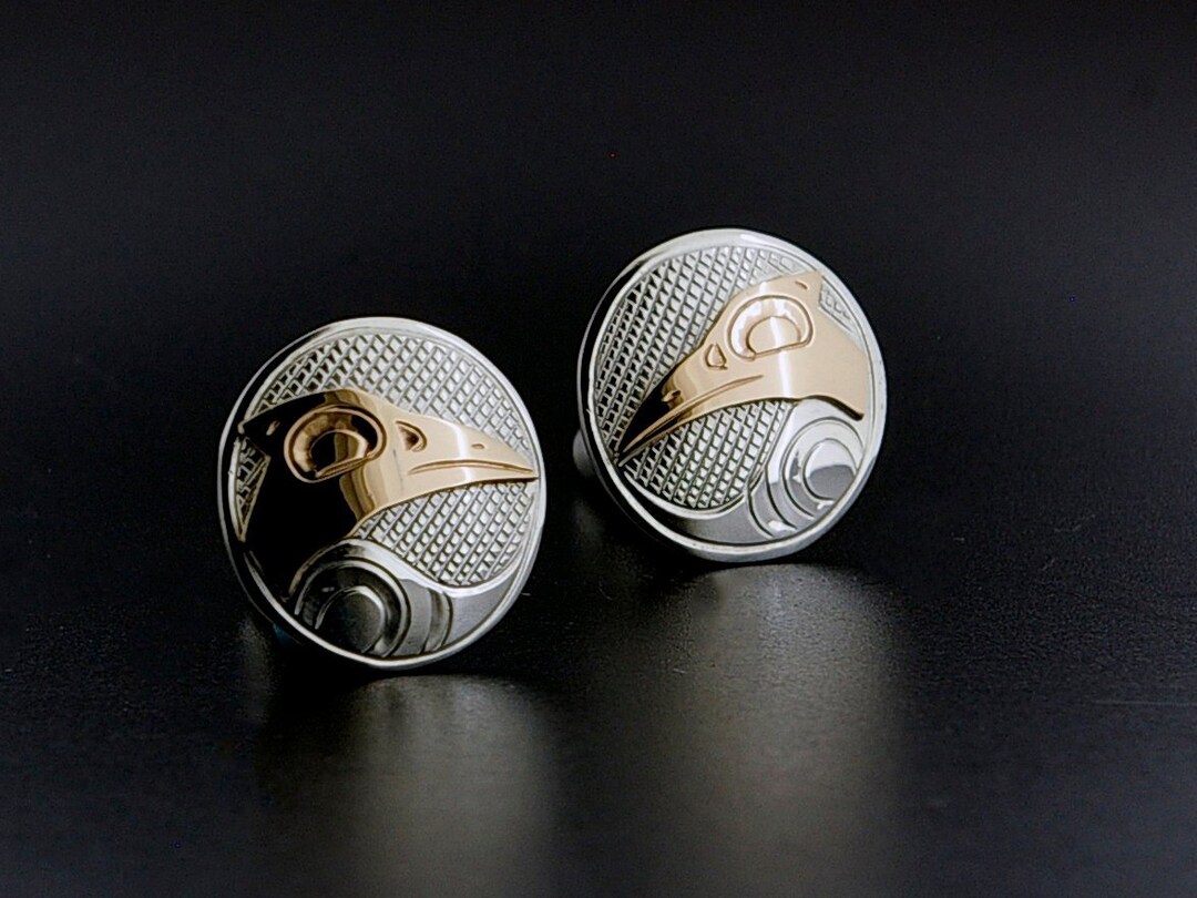 Sterling and 14K Gold Cufflinks Northwest Native American Accessory - Etsy