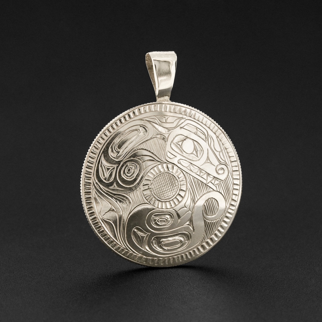Silver Northwest Native Coin Pendant Hand-engraved - Etsy