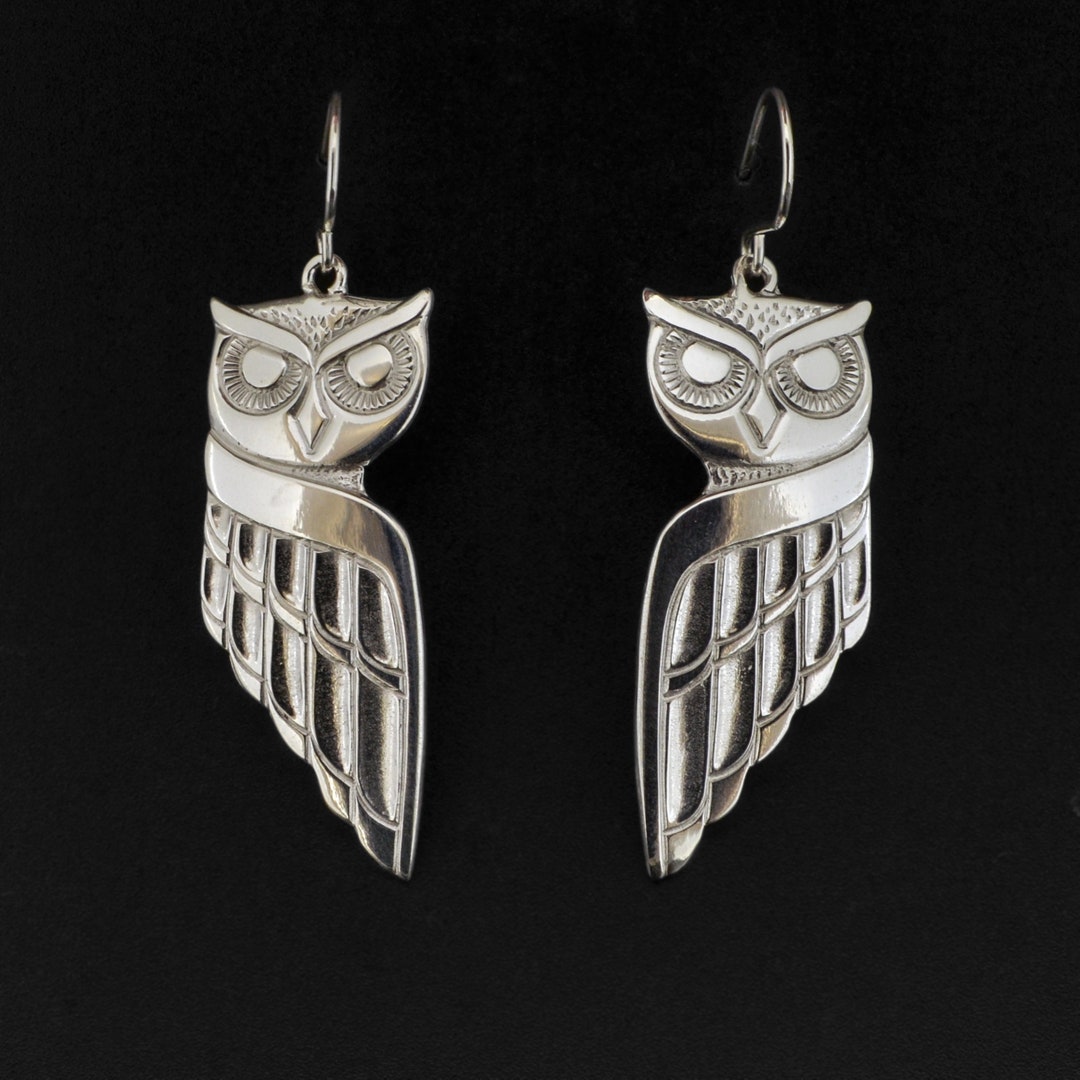 Sterling Owl Northwest Coast Formline Design Earrings - Etsy