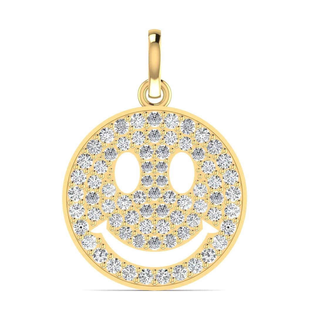 Custom Made Iced Out Smiley Emoji Hip-hop Pendant Moissanite Round ...