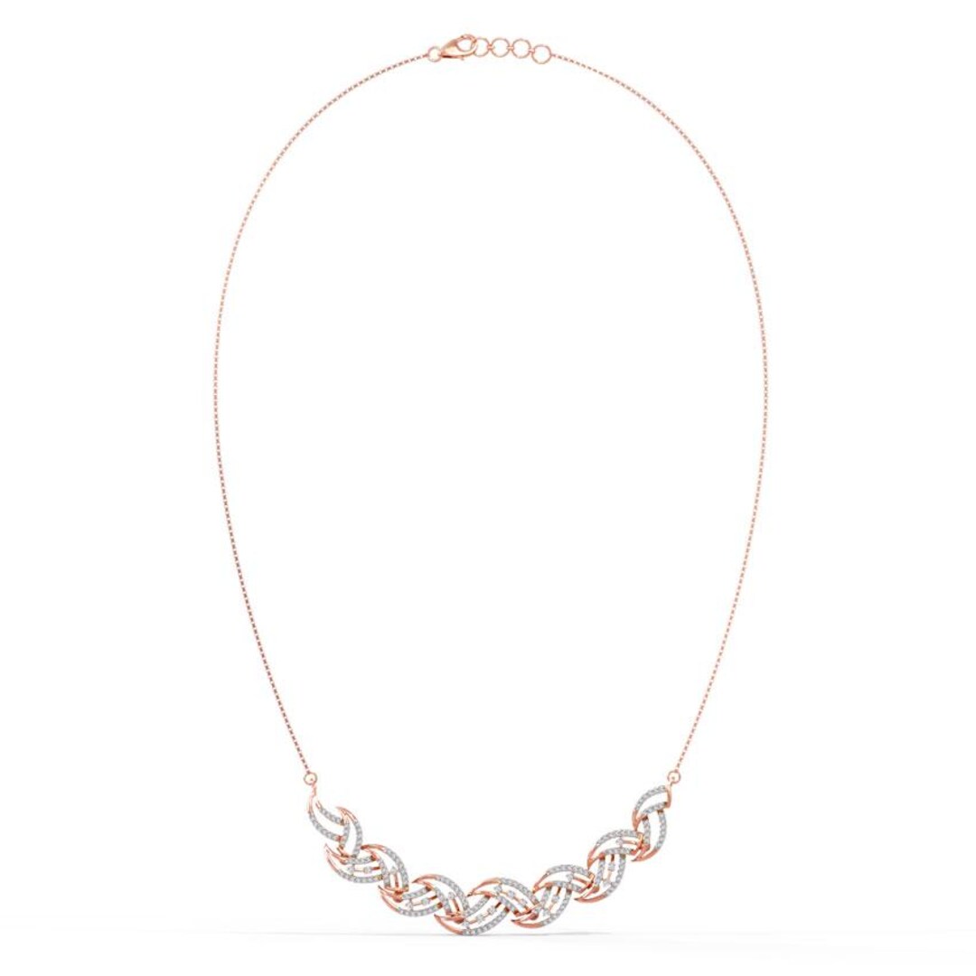 Ellie Wave Necklace Set, 14KT Rose Gold, 9.970g, Lab Grown Diamonds 0 ...