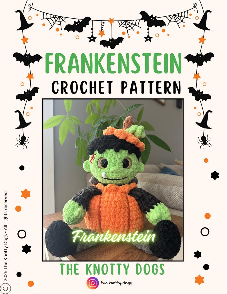 Frankenstein Crochet Pattern – Pumpkin Monster Plush (PATTERN ONLY) - Etsy