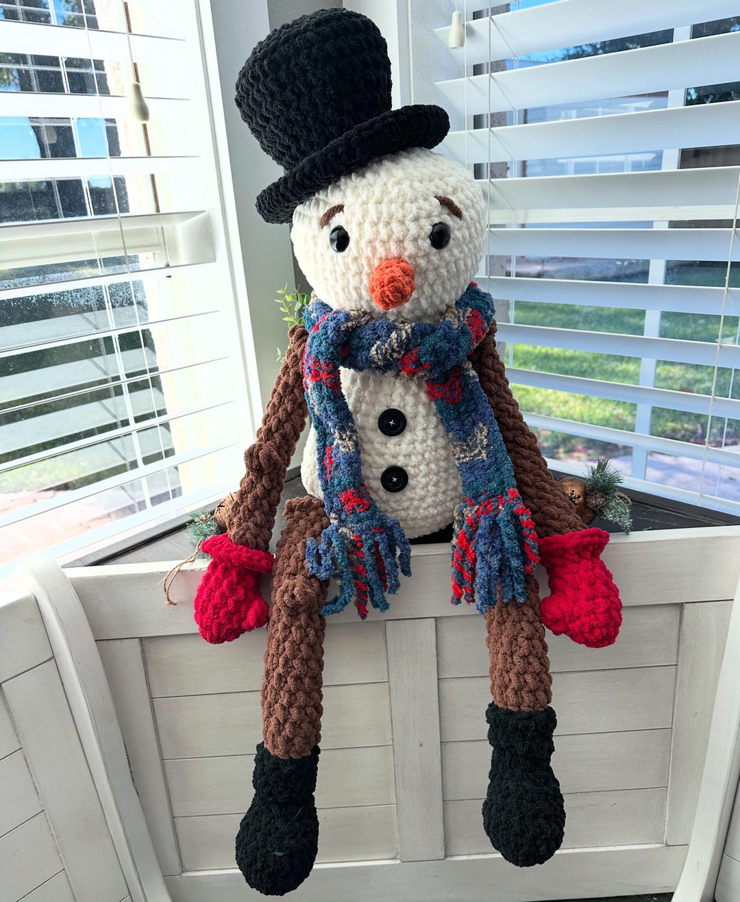Crochet Snowman Plushie: Winter Holiday Decor (34 Inches) - Etsy
