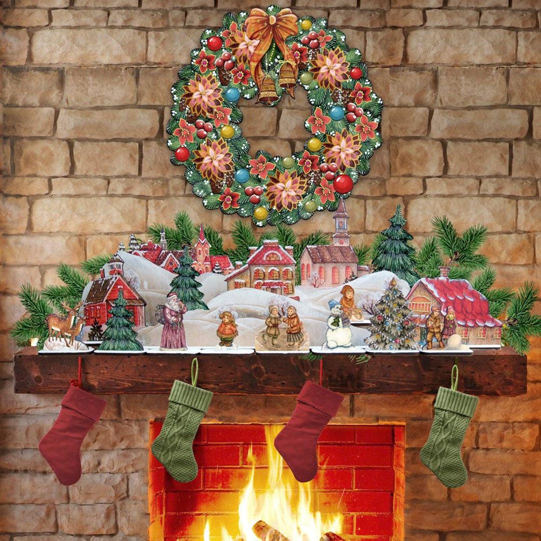 Old World Christmas Decorative Village Wooden Set of 19 Tabletop ...